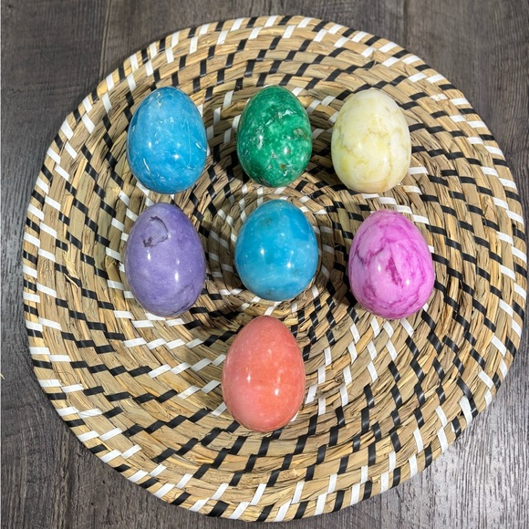 Accents | Vintage Marble Alabaster Stone Eggs Colorful Decorative Set ...